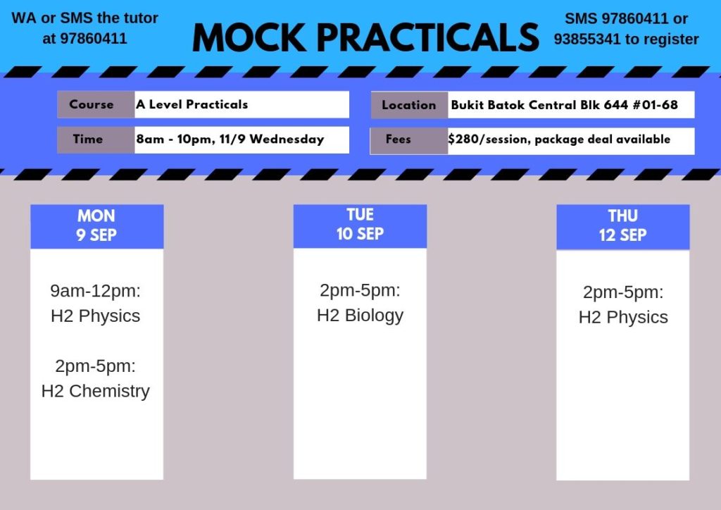 A Level MOCK PRACTICAL during SEP HOLS - SINGAPORE LEARNER